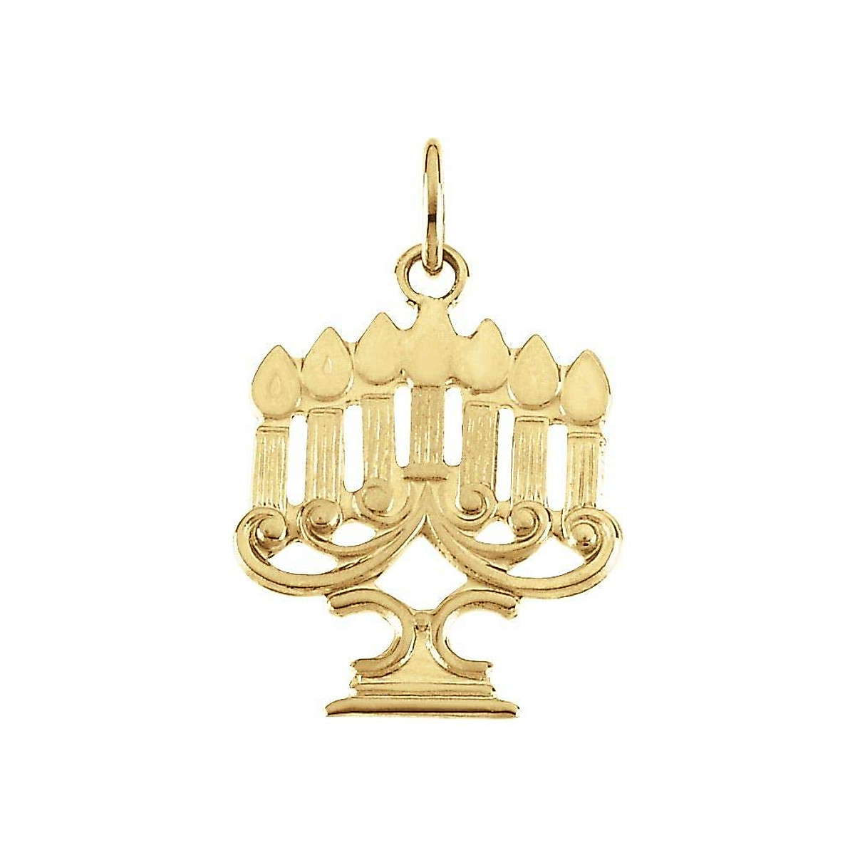 Solid 14k Yellow Gold 18x14mm Menorah Charm Pendant (21mm x 13mm)