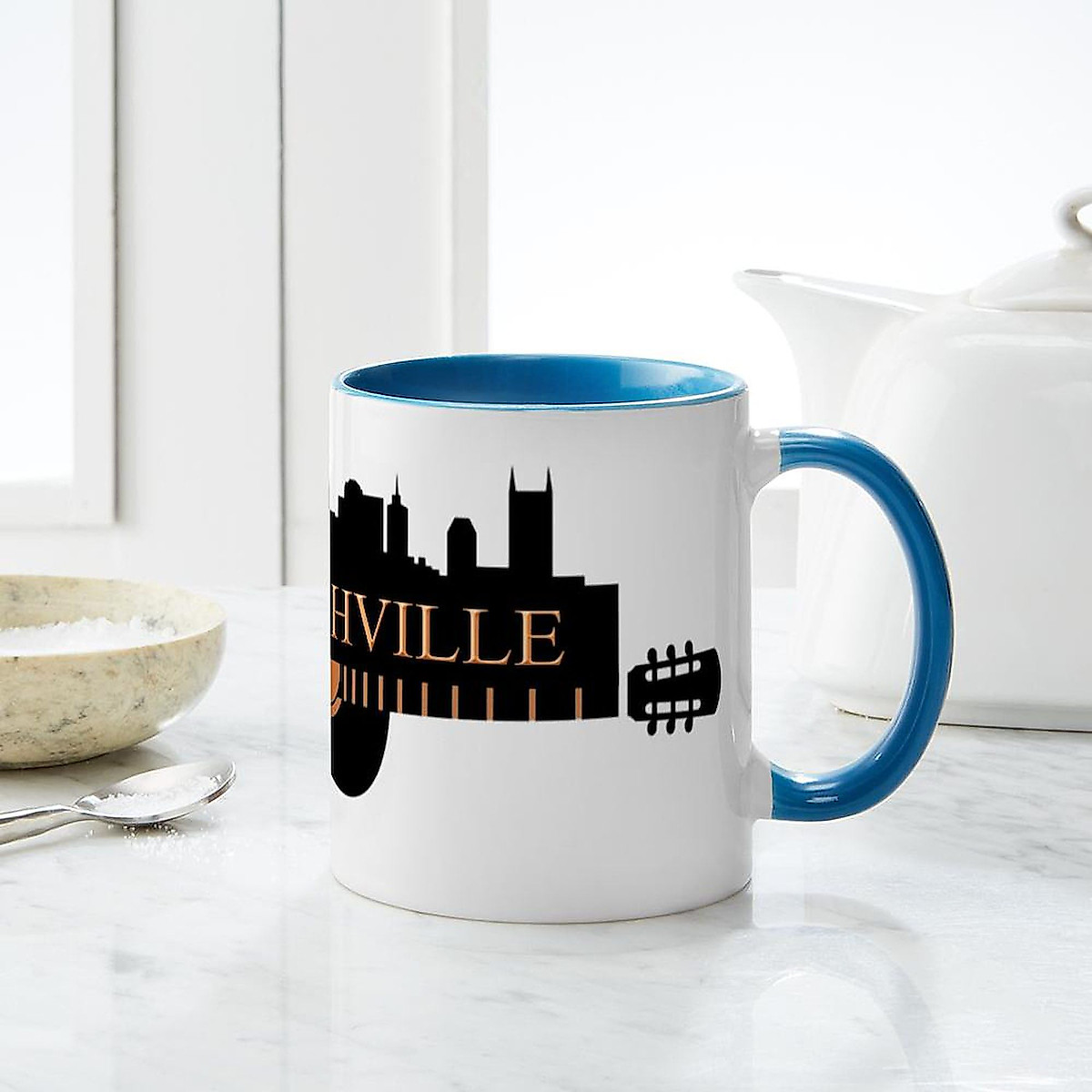 CafePress Nashville Guitar Skyline LT Mugs Ceramic Coffee Mug, Tea Cup 11 oz