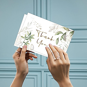 BRT Bearingshui Greenery Thank You Cards with Envelopes and stickers Total 40PK, 4x6 Inches Baby Shower Thank You Cards Bridal Shower Thank You Cards Birthday Wedding Blank Notes Thank you Cards