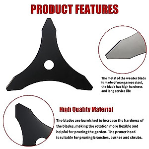 Gashwer Steel Trimmer Head 6 Steel 65Mn Razors Trimmer Head & 3 Teeth Brush Cutter Blade, Universal Weed Eater Blades Metal with Universal Adapter Kit, Compatible with String Trimmers