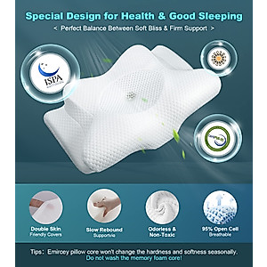 Emircey Adjustable Cervical Pillow for Neck and Shoulder Pain Relief, 3X Plus Support Hollow Contour Memory Foam for Sleeping, Odorless Orthopedic Bed Pillows for Side, Back, Stomach Sleeper