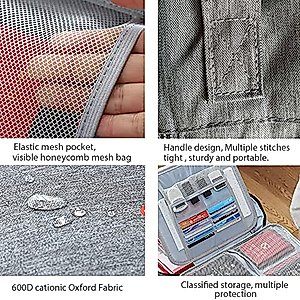 Oxford Document Organizer with Code Lock, Multi-Layer Storage Pouch Credential Bag, Portable Bag Without Vibration for MacBook,Passport,Package File Pocket with 2 Separators (Grey)