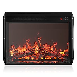 DELLA 23" Indoor Fireplace Heater, Electric Fireplace Insert, Recessed Fireplace Heater with Remote Control Adjustable Brightness, Timer, Automatic Temperature Control, Black