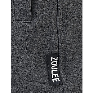 Zoulee Men's Casual Cotton Jogger Sweatpants Zipper Front Pants Thick Black M