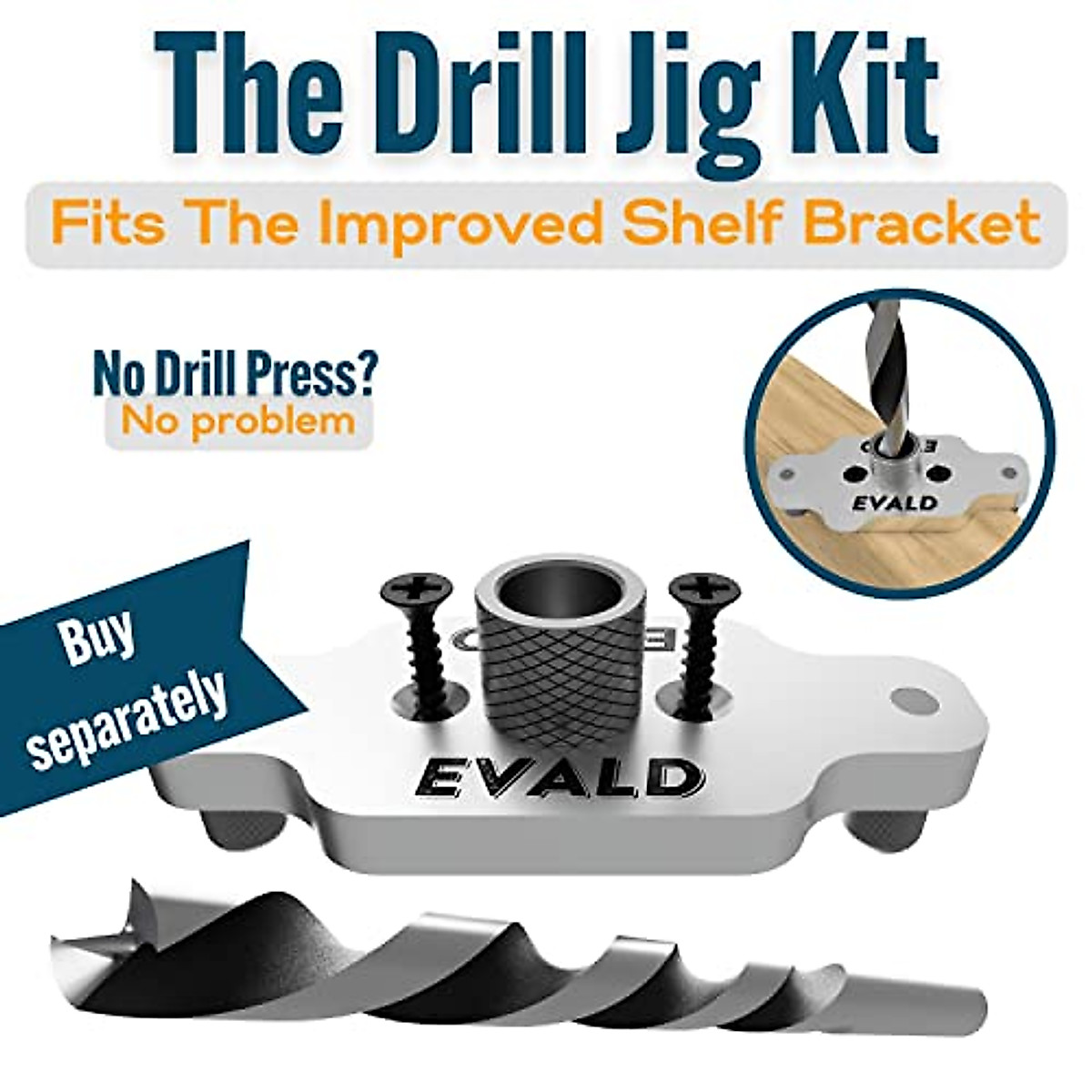 EVALD The Improved Floating Shelf Bracket | Heavy Duty Floating Shelf Hardware | 4X Floating Shelves Brackets ½" Diameter, 8X Premium Screws & 16x Anchors | Floating Mantel Bracket | 8 Inch