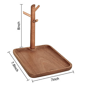 Key Bowl for Entryway Table, Wooden Valet Tray Organizer, Perfume Tray for Dresser, 3 Tiers Wood Rack for Keys, Rings, Wallet, Jewelry, Phone and More