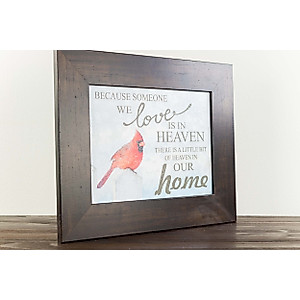 Because Someone You Love Is In Heaven Home Red Cardinal Religious Framed Art Decor 13x16" (Espresso Frame)