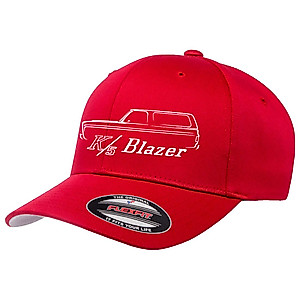 1973-91 K5 Blazer 4x4 Truck Outline Design Flexfit 6277 Athletic Baseball Fitted Hat Cap red L/XL