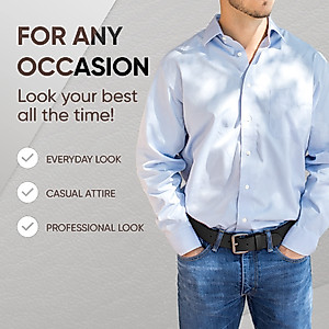 Mens Casual Belt Leather, Super Soft Full Grain Leather Comfort Belt, Black, Size 36 (Waist 34)