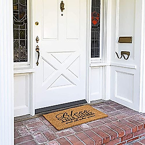 Juvale Coco Coir Bless This Home and All Who Enter Door Mat for Front Entrance (17 x 30 in)