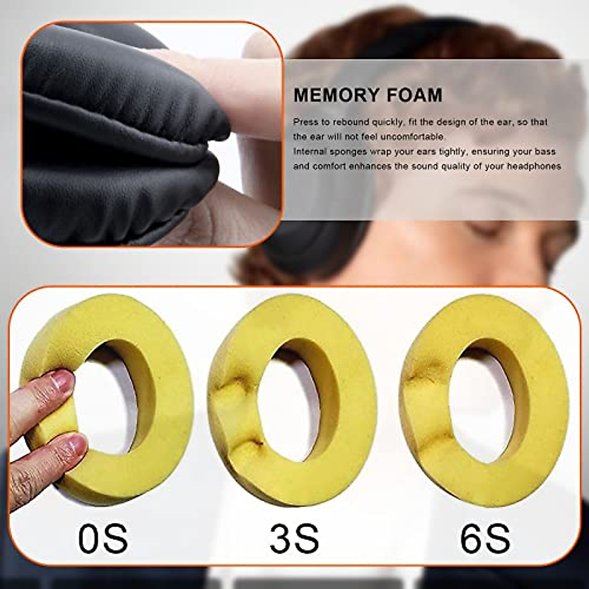 E50BT Replacement Ear Pad Earpad Cushion Cover Compatible with JBL SYNCHROS E50BT E50 S500 S700 Wireless Headphones (Black)