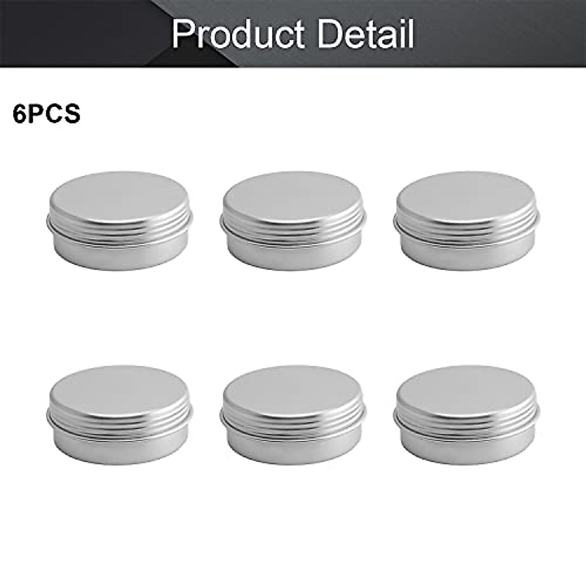 Othmro 6pcs 0.7oz Metal Round Tins Aluminum Tin Cans Containers with Screw Lid, 50 * 20mm(DxH) Silver tin cans for Salve, Spices, Lip Balm, Tea or Candies 20ml