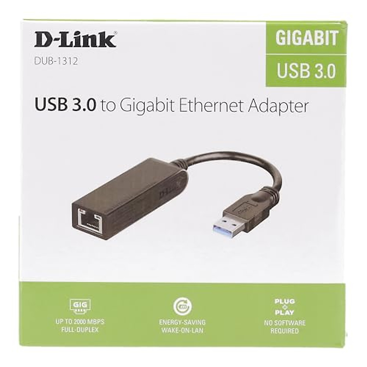 D-Link USB 3.0 to Gigabit Ethernet Adapter - USB to RJ45 for 10/100/1000 Network - Windows and Mac OS (DUB-1312)