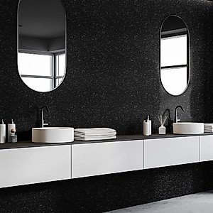 VEELIKE Black Glitter Wallpaper 15.7''x118'' Peel and Stick Sparkly Glitter Black Contact Paper Decorative Self Adhesive Removable Glitter Fabric Wall Paper Roll for Bedroom Wall Decor Cabinets