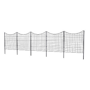 Zippity Outdoor Products WF29006 39in H No Dig Decorative Metal Garden Fence For Pet, Easy Install Dog Fence For Yard, Wire Garden Border, (5 Panels, Black)