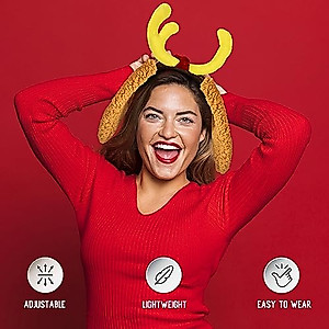 Luvfamday Deer Antler Headband with Dog Ears Deer Horn Headpiece Reindeer Costume Accessories Funny Party Favors Women Men (Antler Headband For Women Men)