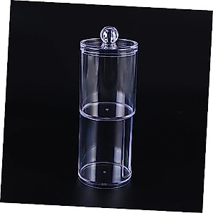 Hoement Cotton Swab Organizer Round Storage Container Pink Pump Bottles Cotton Holder Makeup Brush Holder Round Canister Water Pump Nozzle Replacement Cotton Swab Holder Makeup Containers