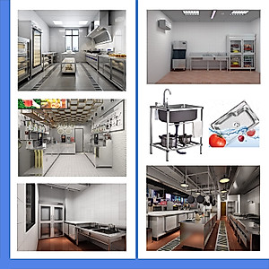 SEYFI Kitchen Sinks Freestanding Stainless Steel for Kitchen Single Bowl Commercial Restaurant Kitchen Sink, for Laundry, Backyard, Garage, Restaurant/Hot and Cold/Single Cold/52 * 38