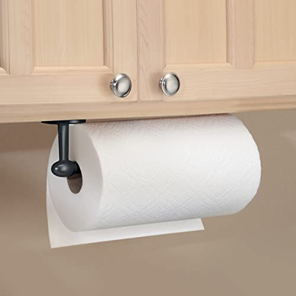 iDesign Orbinni Wall Mounted Metal Paper Towel Holder, Roll Organizer for Kitchen, Bathroom, Craft Room, 13.75" x 2.5" x 4.25", Matte Black