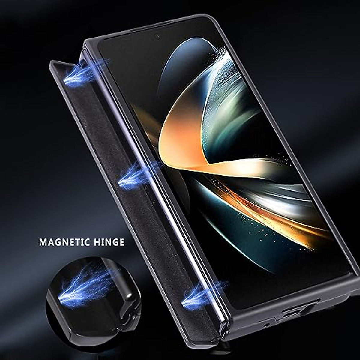 HAZARA Case for Samsung Galaxy Z Fold 5, Genuine Cowhide Leather Cover Folding Stand Magnetic Hinge Protection Case,Green