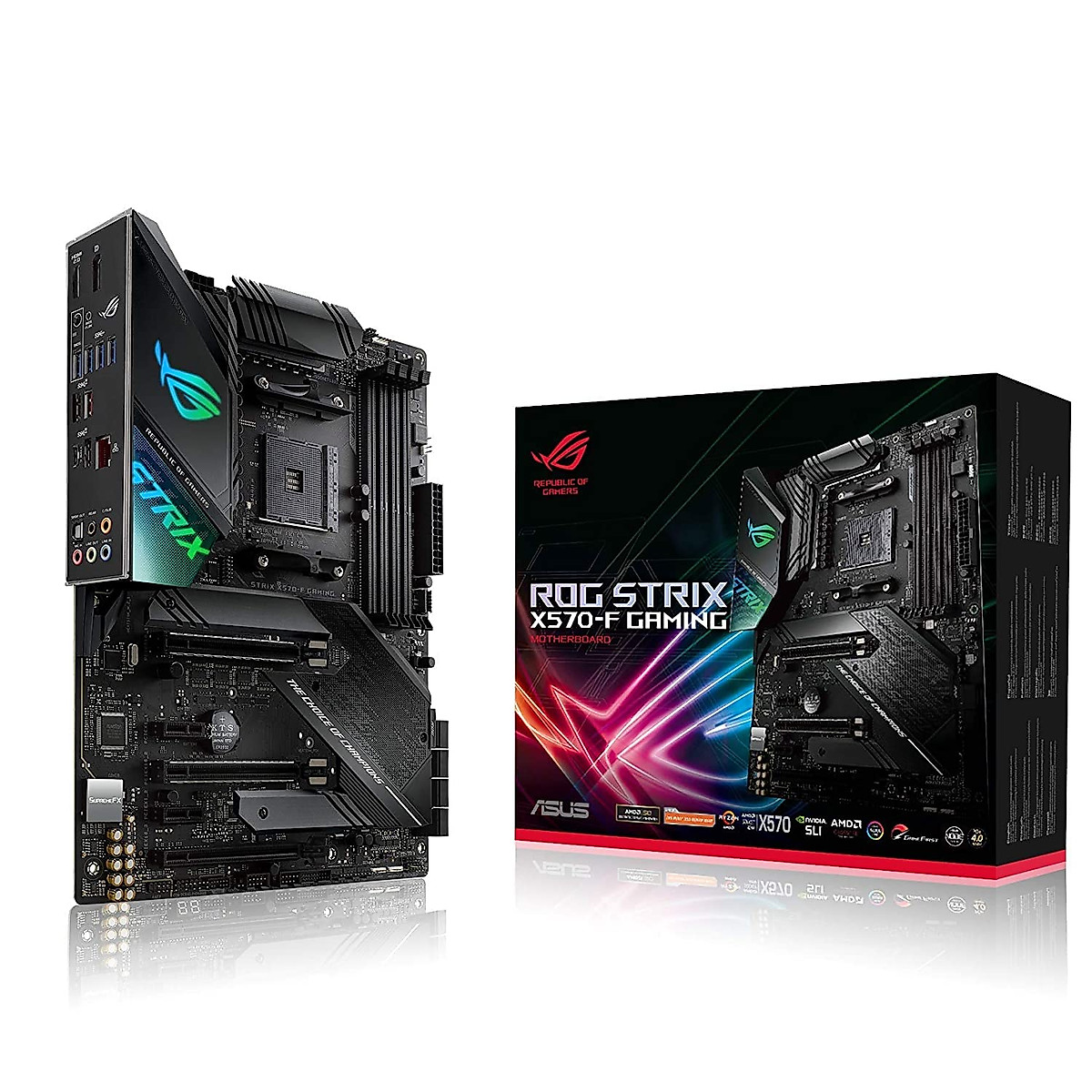 ASUS ROG Strix X570-F Gaming ATX Motherboard with PCIe 4.0, Aura Sync RGB Lighting, Intel Gigabit Ethernet, Dual M.2 with Heatsinks, SATA 6GB/S and USB 3.2 Gen 2