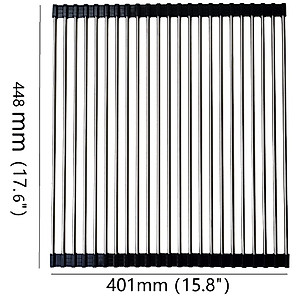 SHUYUE Roll Up Dish Drying Rack Over The Sink Dish Drying Rack Portable Stainless Steel Rolling Rack Kitchen Rolling Dish Drainer Sink Rack Mat Dish Racks for Kitchen Sink Counter (Black)