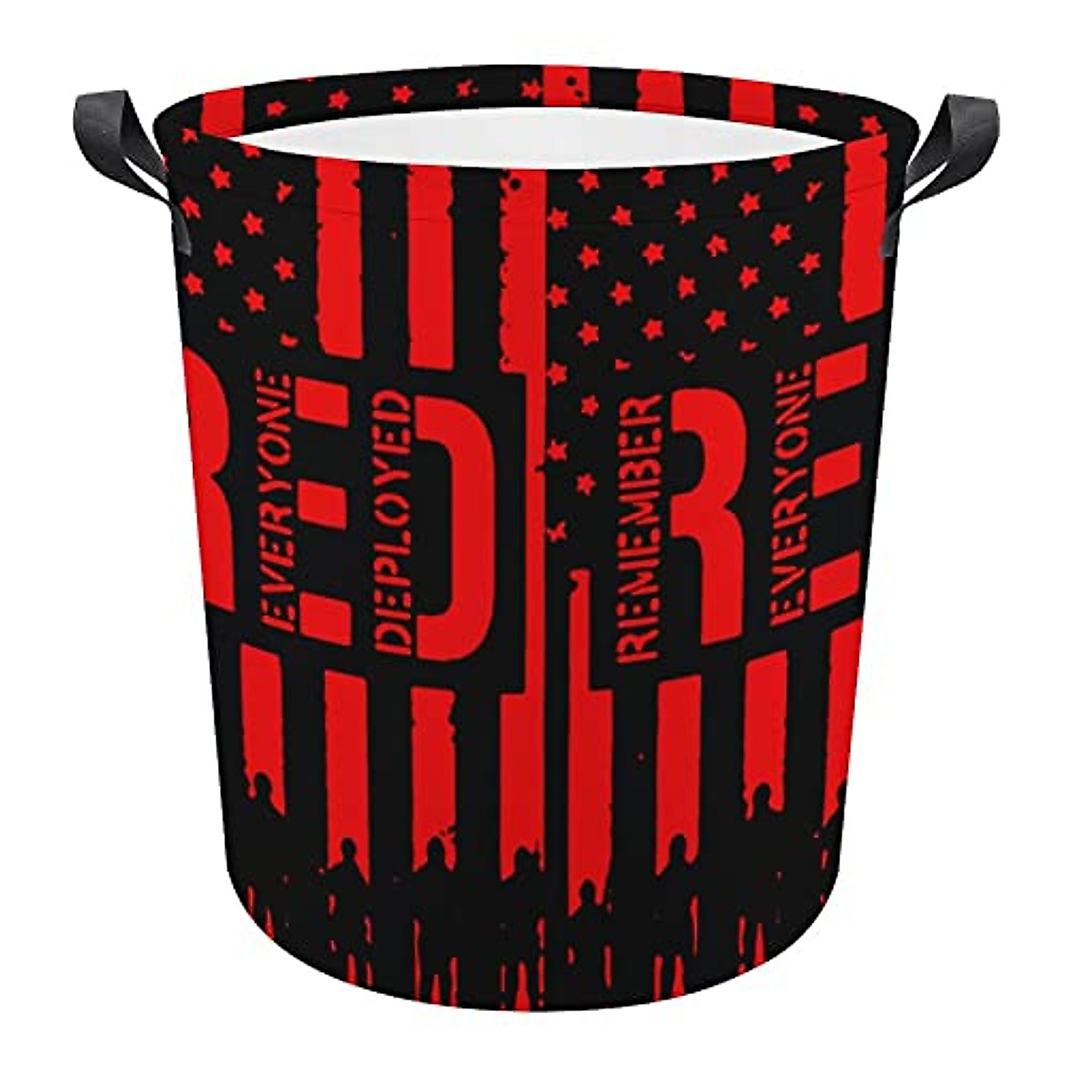 R.E.D Remember Everyone Deployed Red Friday Foldable Laundry Basket Waterproof Hamper Storage Bin Bag with Handle 16.5"x 16.5"x 17"
