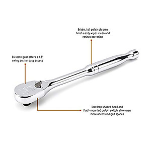 GEARWRENCH 3 Piece 1/4", 3/8" & 1/2" Drive 84 Tooth Full Polish Teardrop Ratchet Set - 81206A-07