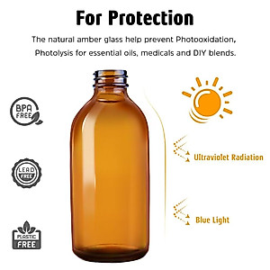 Tecohouse Glass Spray Bottles 8oz, Amber Hair Spray Bottles, 2 Pack Empty Refillable Sprayer Container with Labels, Funnel, Lids, Graduated Pipettes - Handheld Size