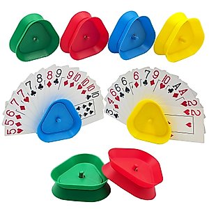 SEETOOOGAMES Playing Card Game Holders - Little Kids Hands Free Triangle Shaped Poker Tray - 8 Pieces