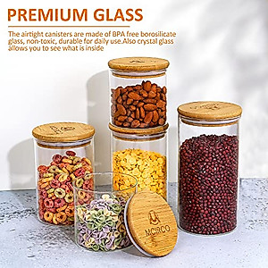 M MCIRCO Kitchen Canisters Set, 9Pcs Airtight Glass Jars with Bamboo Lids, Glass food Storage Containers for Kitchen & Pantry Organization, Cookie, Coffee, Pasta, Nuts and Spice Jars, Stackable