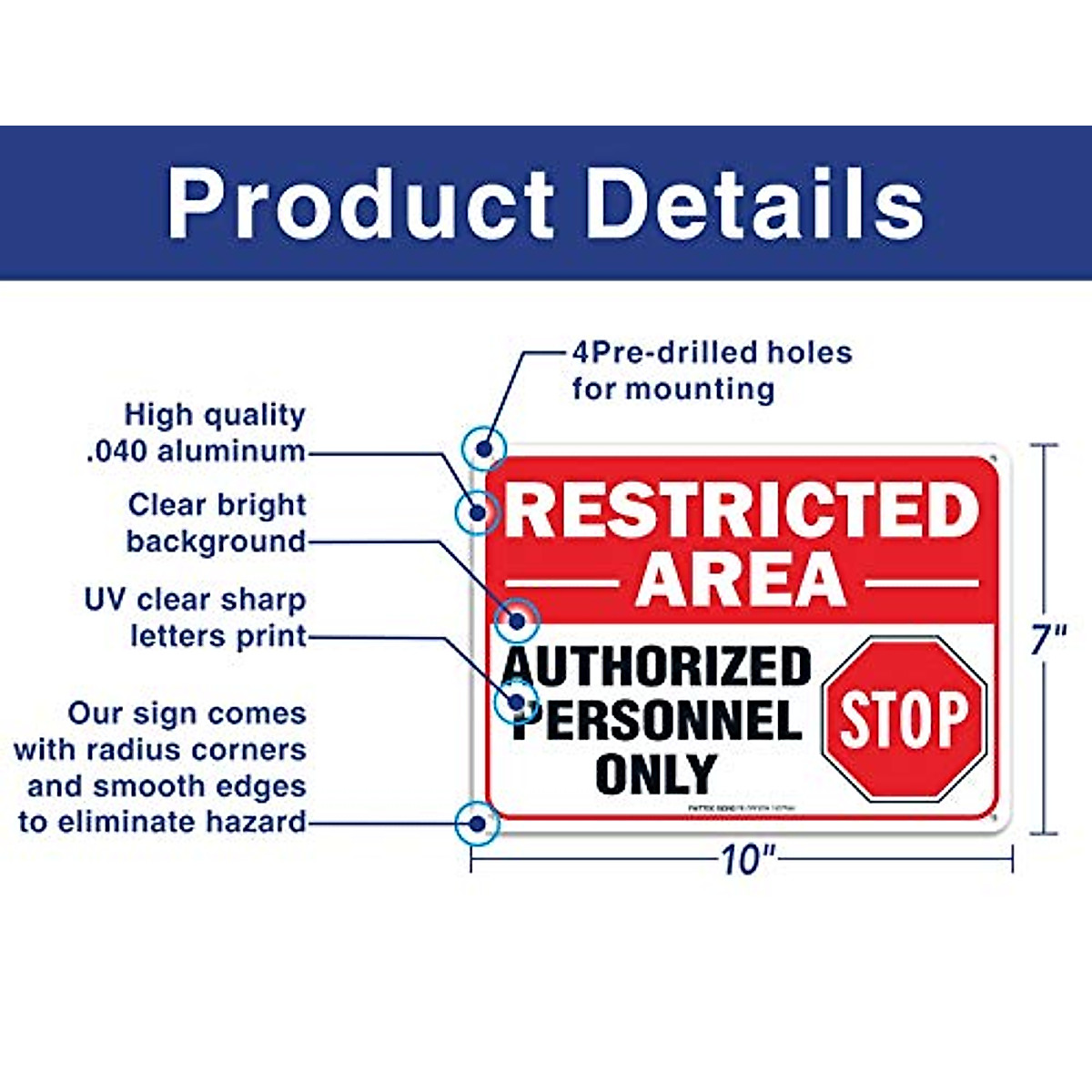 (2 pack) Restricted Area Sign Authorized Personnel Only, Do Not Enter Sign, 10 x 7 Inches .40 Rust Free Aluminum, UV Protected, Weather Resistant, Waterproof, Durable Ink，Easy To Mount