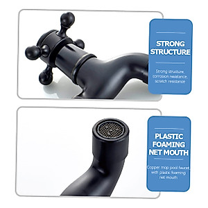 jojofuny 4pcs Bath Tub Accessories Water Faucet Outdoor Black Handle Tap Antique Bathroom Faucet Single Cold Water Tap Sink Faucet Black Kitchen Faucet Laundry Tub Copper Laundry Faucet