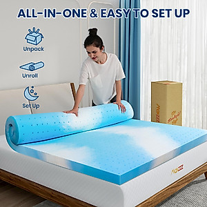 2 Inch Memory Foam Mattress Topper Queen, Gel Foam Queen Size Mattress Topper for Pressure Relief, High Density Cooling Memory Foam Pad, Premium Soft Mattress Topper, Certipur-Us Certified