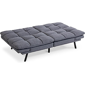 Hcore Bed,Grey Linen Futon Couch Small Foldable Loveseat Sofas