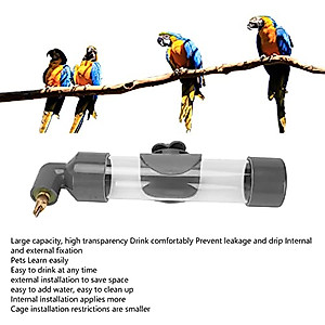Zerodis Bird Drinker Automatic Drinking Device for Parrots Extra Wide Pressure External Indoor Installation for Bird Cage Accessories for Small, Medium Parrots (Grey)