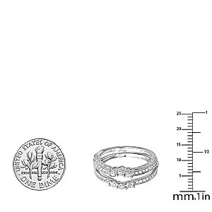 Dazzlingrock Collection 0.60 Carat (Cttw) Round White Diamond Contour Double Enhancer Wedding Band for Women in 10K White Gold Size 4.5