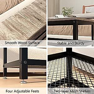 Vida Vistoso 3-Tier Shoe Rack Bench Wood Hallway Shoe Rack for Entryway with 2 Mesh Shelves Elegant Shoe Storage Organizer for Home Living Room Doorway Bedroom Charter Oak