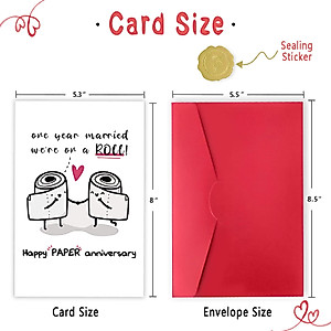 Londue Happy 1st Anniversary Wedding Gifts for Him Her, Funny Paper Anniversary Cards for Wife Husband, Romantic 1 Year Anniversary Card Gifts for Couple, First Anniversary Day Gifts