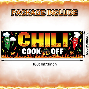 QOUBAI Chili Cook Off Decorations Banner 71 x 24 Inches Black Hot Chili Pepper Contest Banner Chili Cook Off Party Supplies for Mexican Fiesta Cinco De Mayo Chili Cooking Competition Festival Prizes