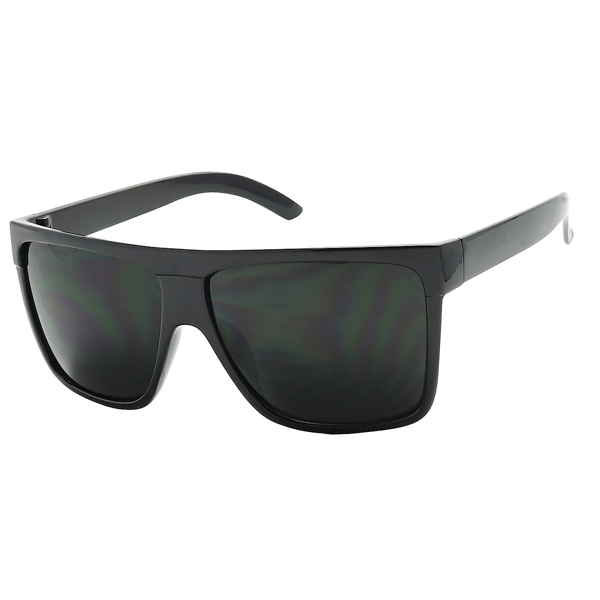 ShadyVEU Oversized Super Dark Lens Square Sunglasses Flat Top Large Black Out Shades for Migraines, Light Sensitivity