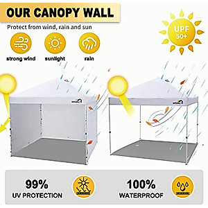 Hisinly Canopy Tent Sidewalls for 10x10 Pop Up Canopy , Waterproof, 3 Pieces of Sidewall, White