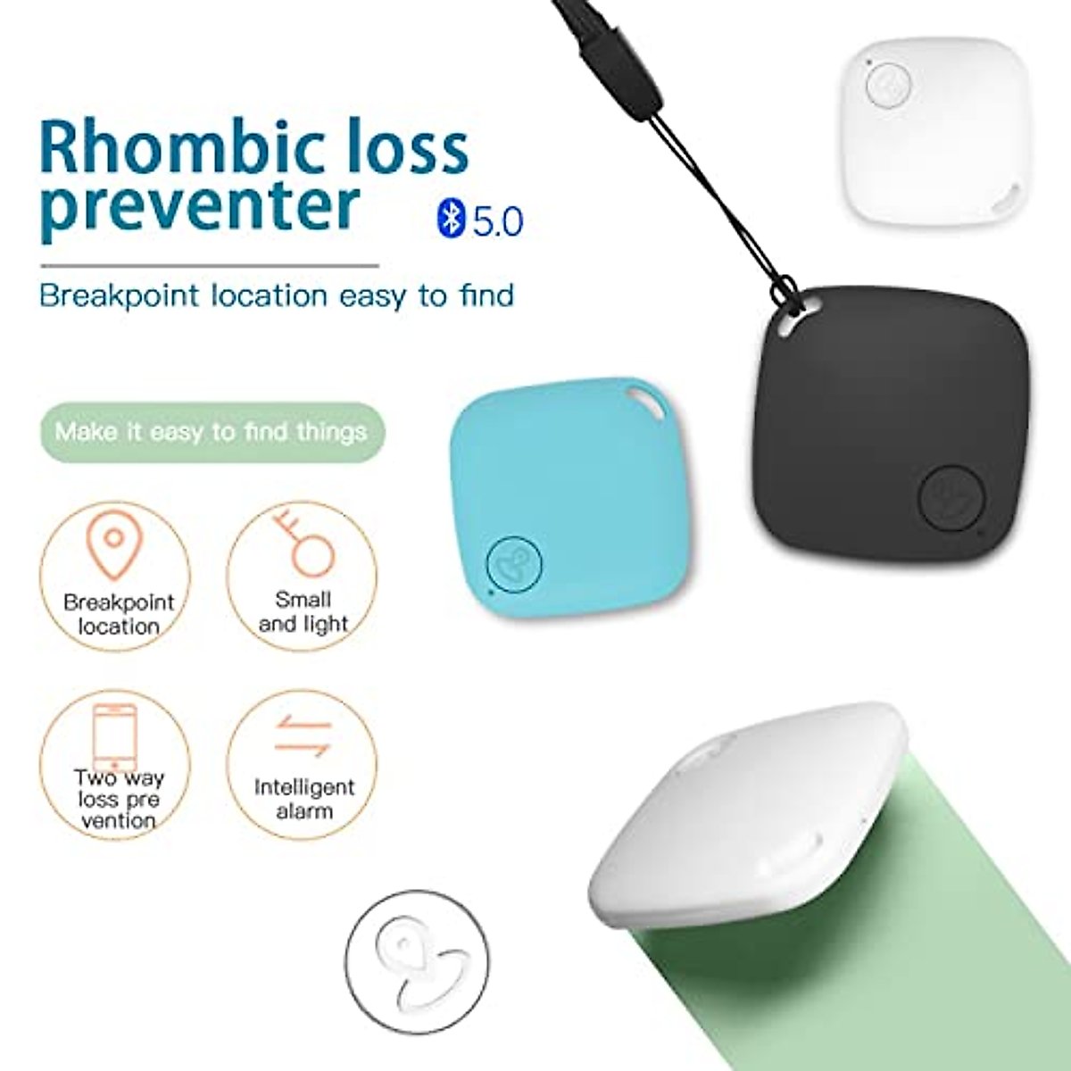 2023 New Portable Tracker, Bluetooth 5.0 Smart Anti-Lost Real Time Mini Tracking Locator, Item Finder Device for Mobile Keys Wallets Luggages Bags Kids Pets