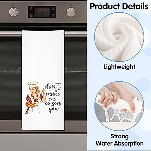 RZHV Don't Make Me Poison You Kitchen Towel, Funny Retro Housewife Dish Towel Gift for Women Sisters Friends Mom Aunty Hostess, Housewarming New Home, Dish Towel with Sayings