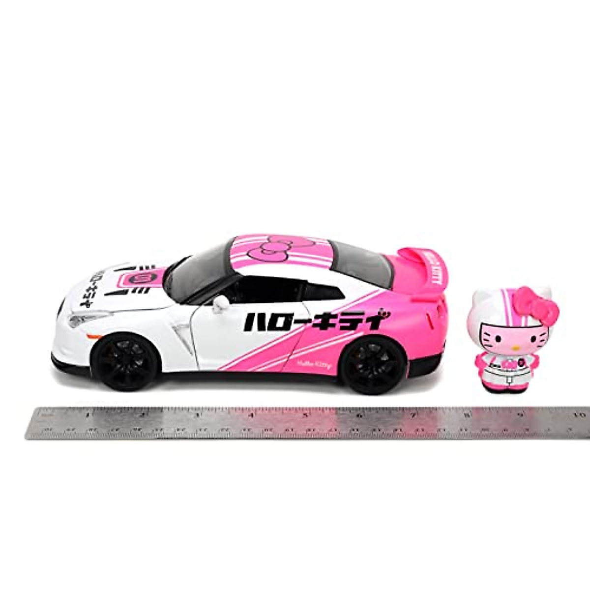 Jada Toys Toyko Speed 1:24 2009 Nissan GT-R R35 Die-cast Car & Hello Kitty Racing Figure, Toys for Kids and Adults