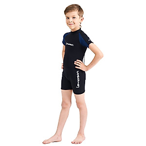Lemorecn Wetsuits Youth Premium Neoprene 2mm Youth's Shorty Swim Suits(4021-US8)