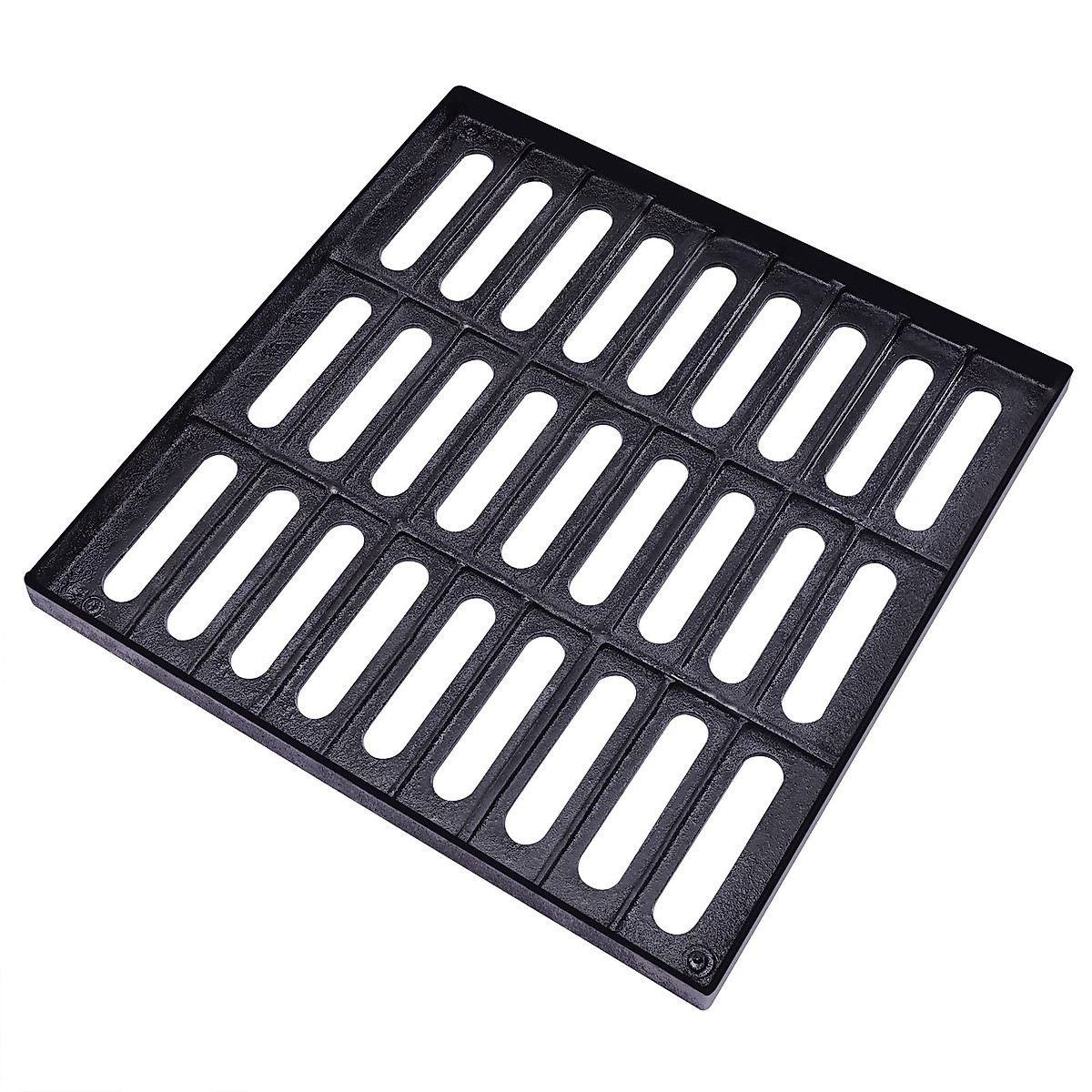 Cast Iron Drain Grate, 19.7 x19.7 Outdoor Drain Cover, Durable Heavy Duty Sewer Cover to Block Debris, Black Rectangle Drainage Grate for Concrete Floor