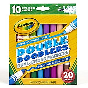 Crayola Dual-Tip Washable Markers, Broad Line & Chisel Tip, 10 Count