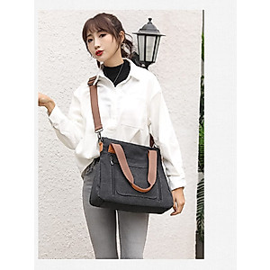 Women's Tote Canvas Satchel Hand Bag Corssbody Retro Clutch Muti Pocket Shoulder Bag Purse Hobo Bag