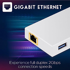 TRENDnet 3-Port USB 3.0 Hub, TU3-ETGH3, Compact USB to Ethernet Adapter, 3 x USB 3.0 Ports, 1 x RJ-45 Gigabit Ethernet Port, Supports XP, Vista, Windows, Mac OS 10.6-10.9, Nintendo Switch, White